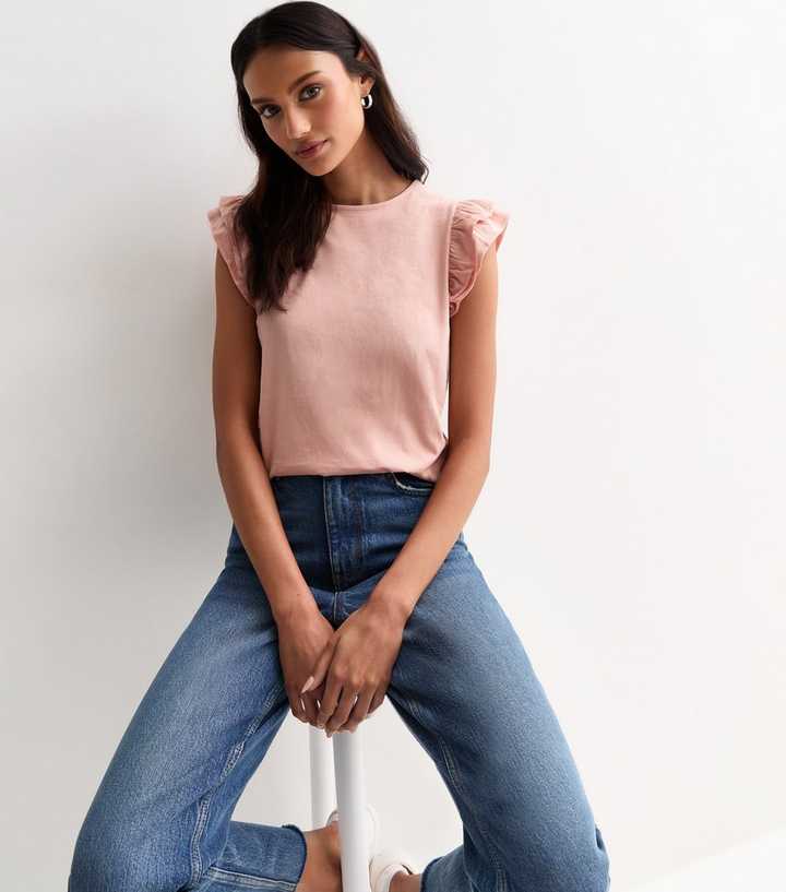 Pale Pink Cotton Frill Sleeve Top | New Look