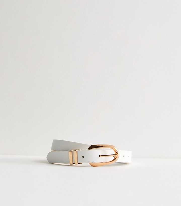 White Double Keeper Belt | New Look