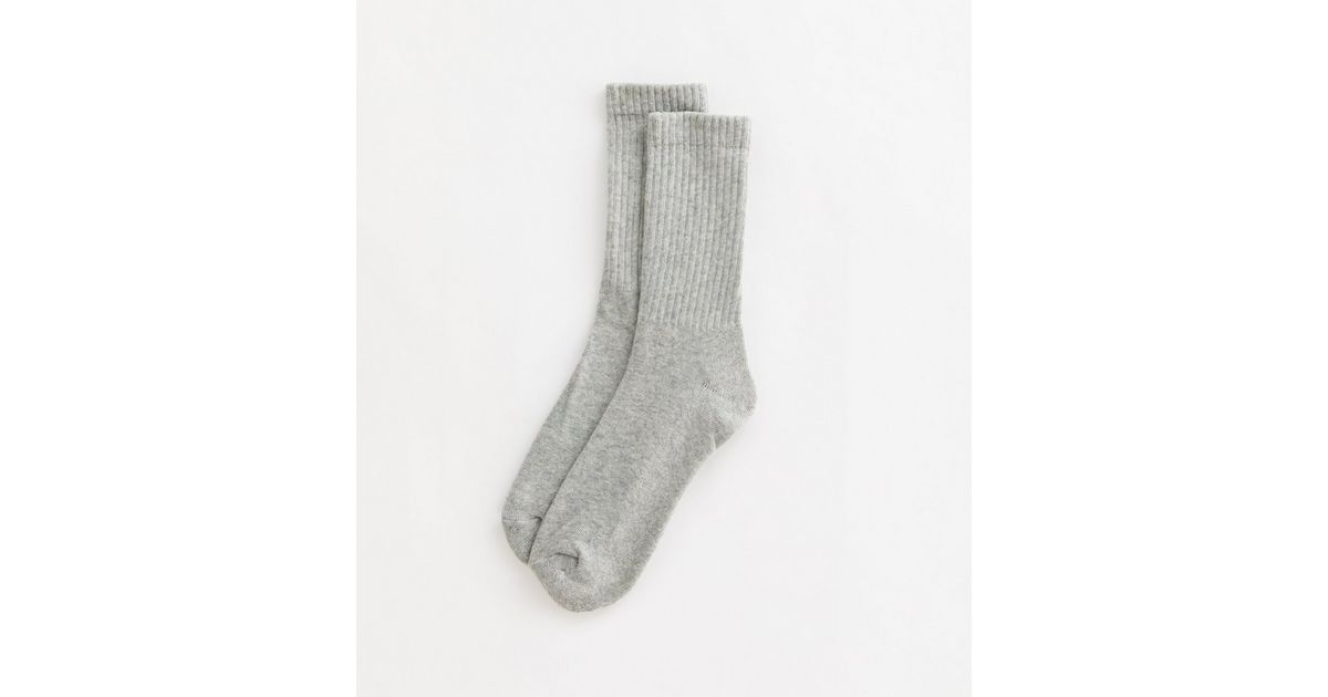 Grey Ribbed Tube Socks | New Look