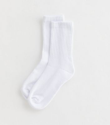 White Ribbed Tube Socks | New Look