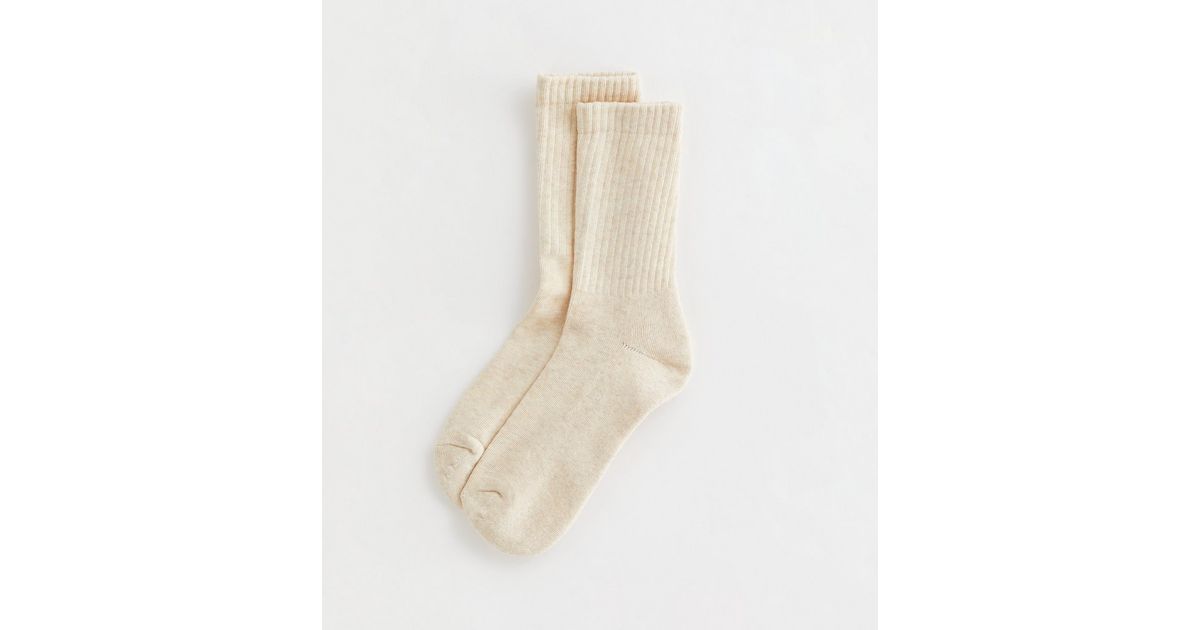 Cream Ribbed Tube Socks | New Look
