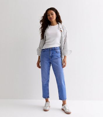 Petite Bright Blue Tori Mom Jeans New Look