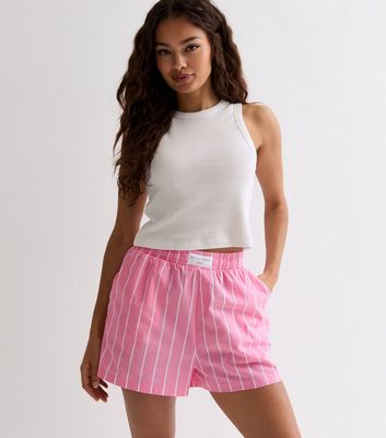 Petite Pink Stripe Boxer Short Pyjama Set | New Look