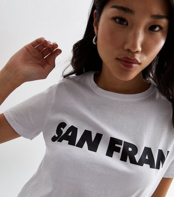 White Cotton San Fran Logo T-Shirt | New Look