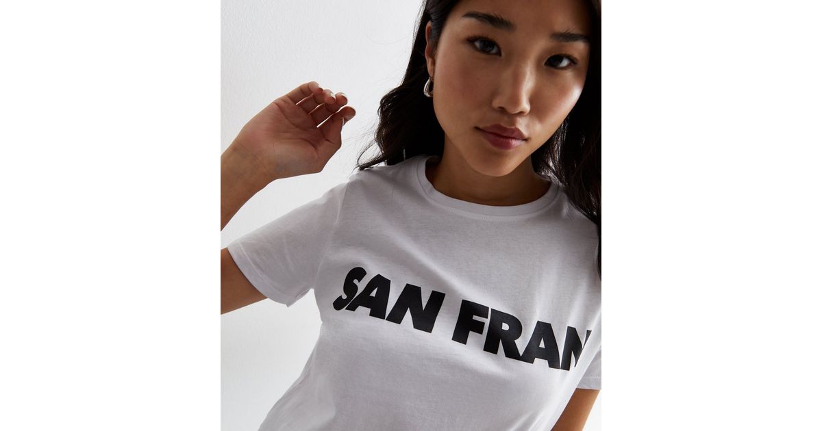 White Cotton San Fran Logo T-Shirt | New Look