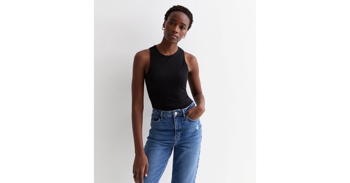 Tall Black High Neck Racer Bodysuit | New Look