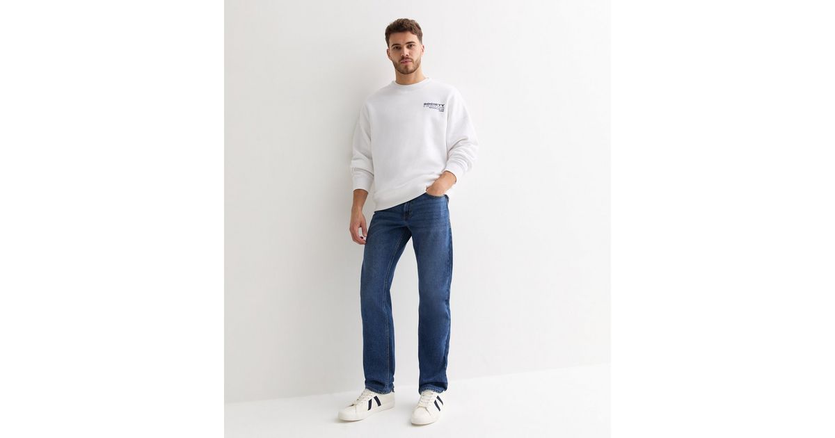 Mid Wash Blue Straight Leg Jeans | New Look