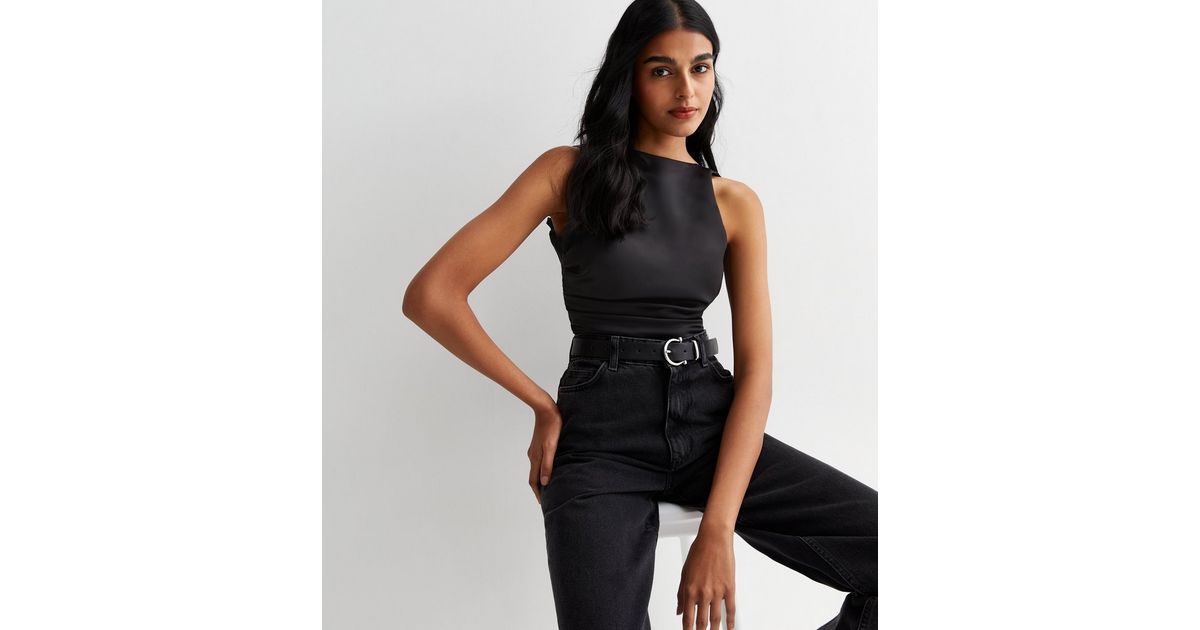 Urban Bliss Black Satin Backless Tie Top | New Look