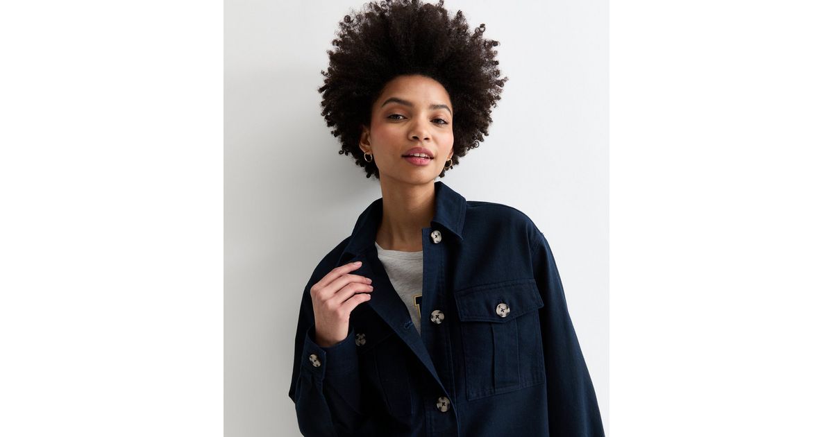Tall Navy Long Sleeve Shacket | New Look