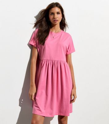 Pink Cotton Mini Smock Dress | New Look