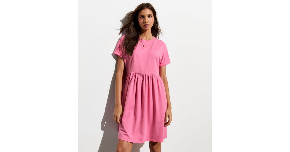 Pink Cotton Mini Smock Dress | New Look