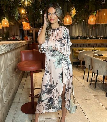 AX Paris Pink Floral Midi Dress | New Look