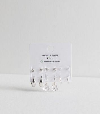 Silver 6 Pack Silver Stud and Hoop Earrings | New Look
