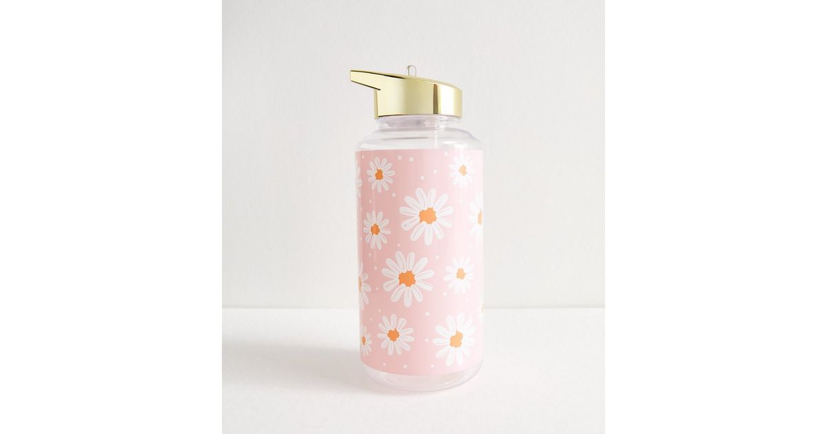 Pink Daisy Print 1L Water Bottle | New Look