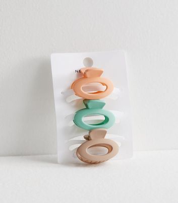 3 Pack Pastel Matte Oval Hair Claw Clips | New Look