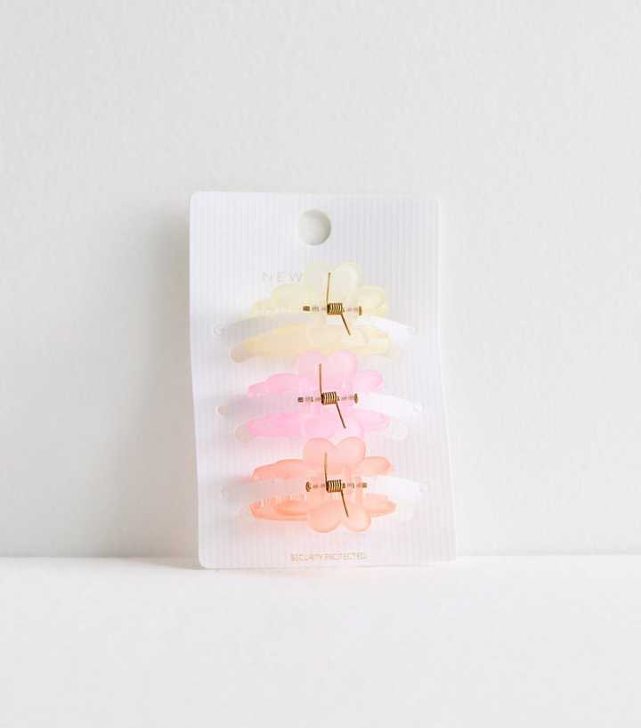 3 Pack Small Frosted Hair Claw Clips | New Look