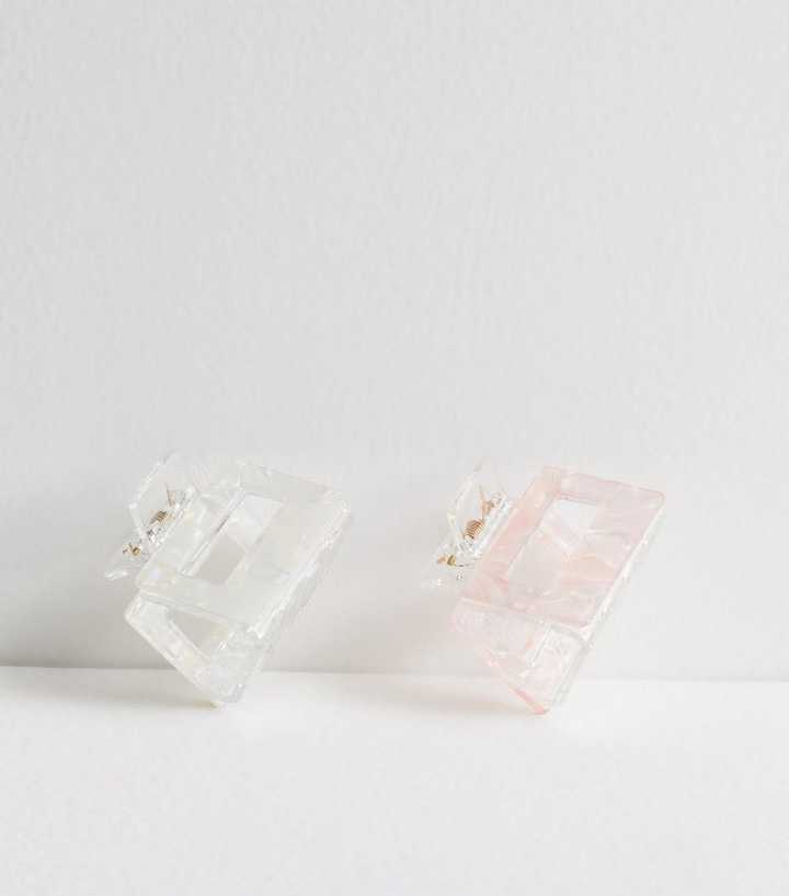 2 Pack Pearlized Resin Midi Hair Claw Clips | New Look