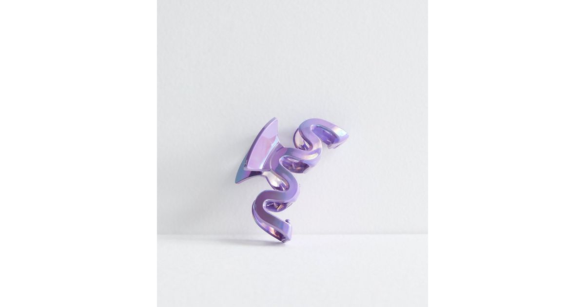 Purple Holographic Squiggle Hair Claw Clip | New Look