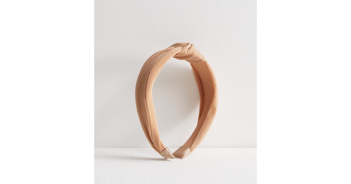 Camel Ribbed Knot Headband | New Look