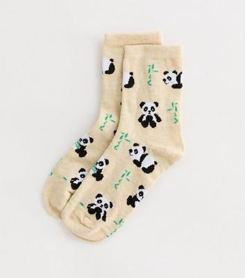 Cream Panda Socks | New Look