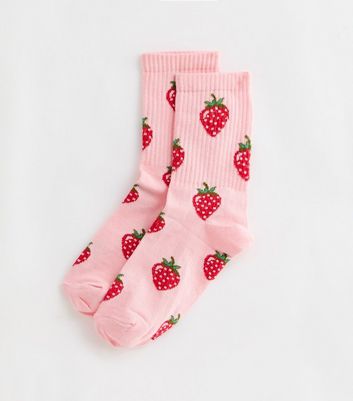 Pink Strawberry Tube Socks | New Look