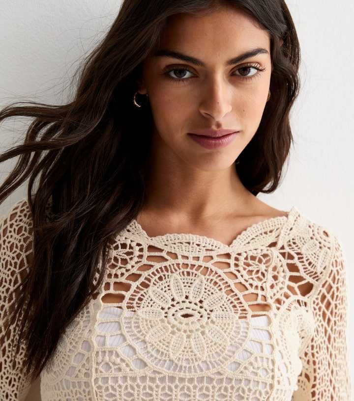 White Crochet Tunic Betsy Crochet Top Stylish Crochet Eyelet Spring