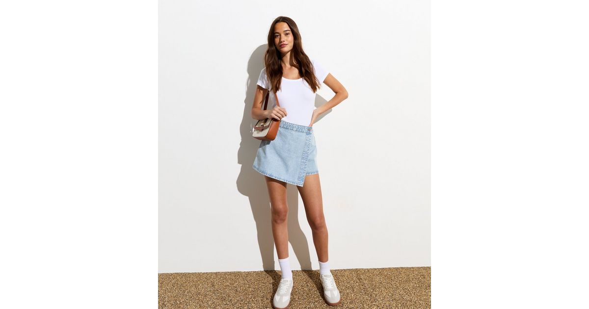 Blue Denim Wrap Skort | New Look