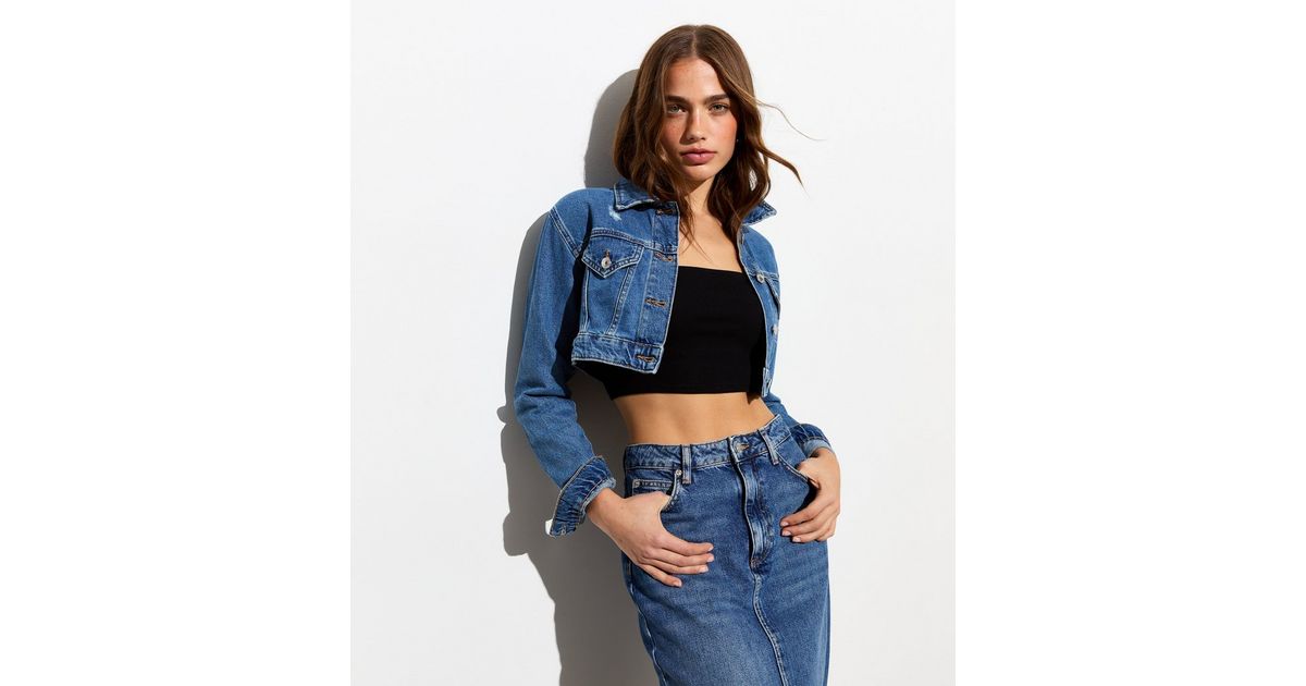 Blue Denim Crop Jacket | New Look