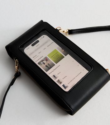 Black Leather-Look Touchscreen Cross Body Phone Case | New Look