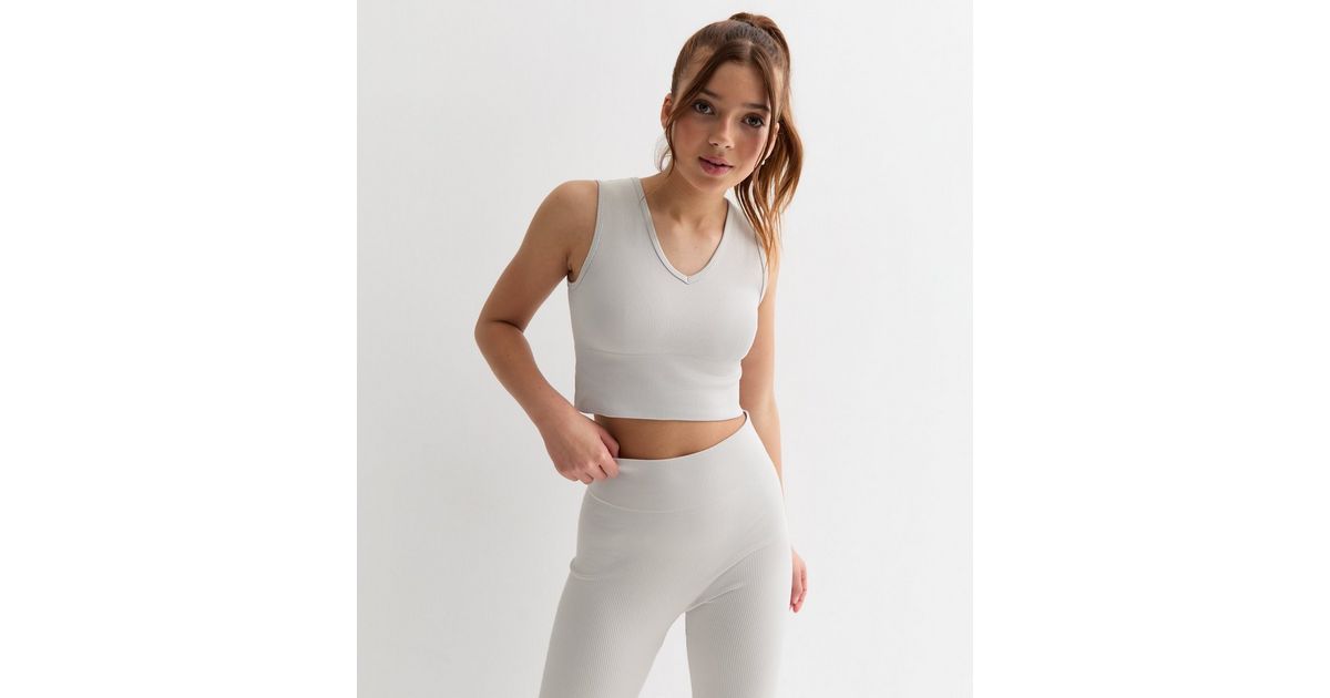 Girls Pale Grey Ribbed Vest | New Look