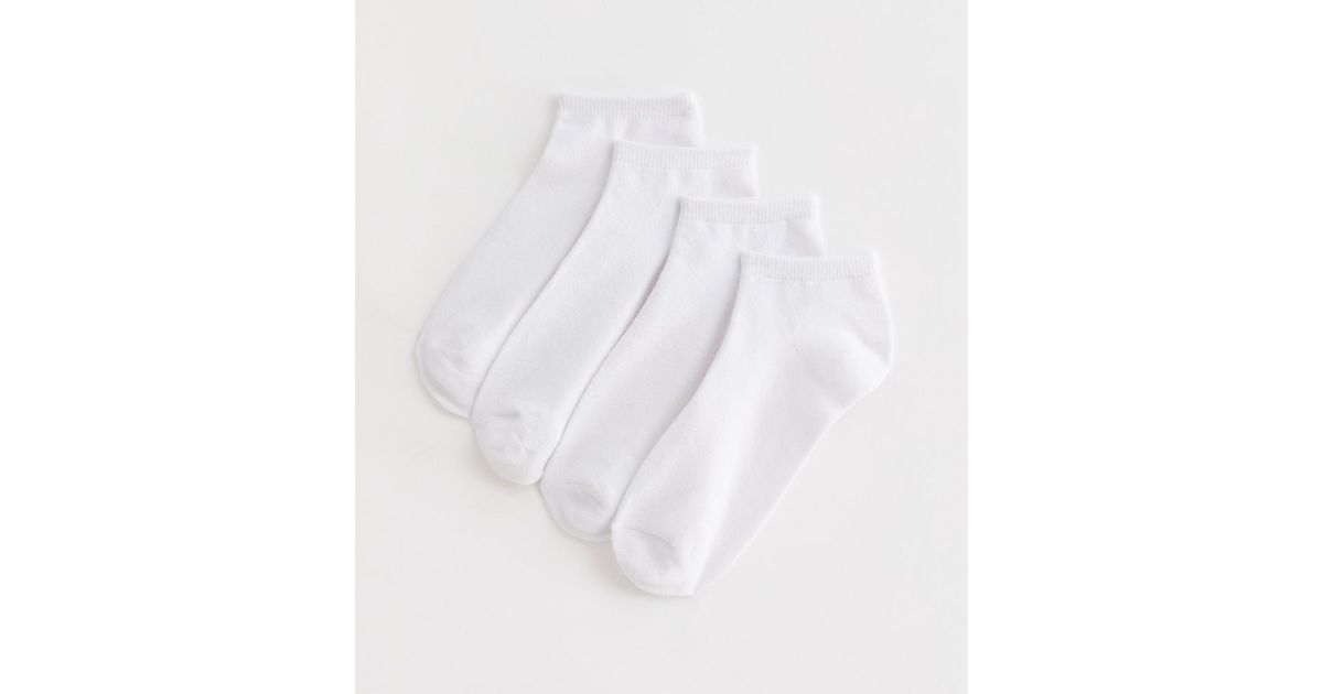 4 Pack of White Trainer Socks | New Look