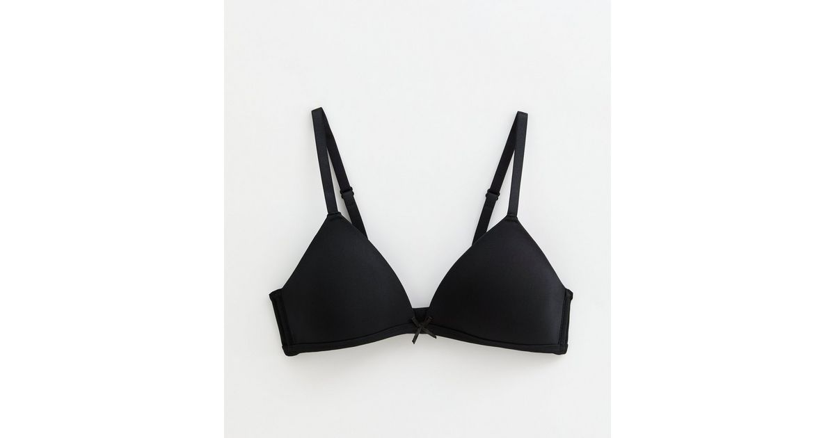 Girls Black Non Wired Triangle Bra | New Look