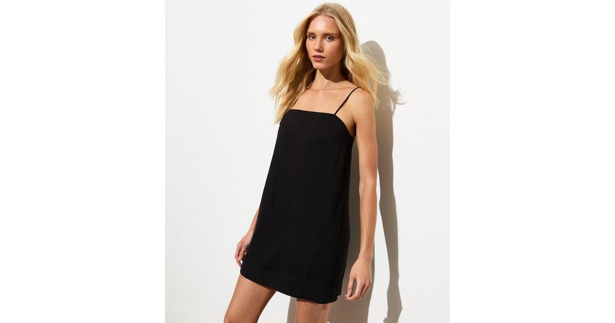 Black Tie-Back Strappy Micro Mini Dress | New Look