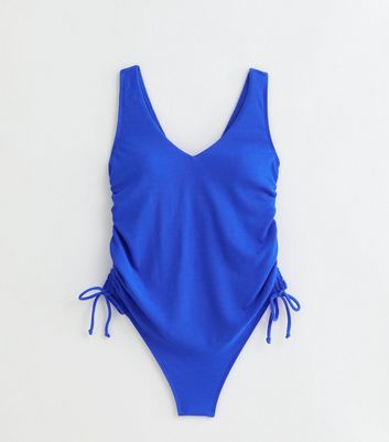 Maternity Bright Blue Ruched Swimsuit | New Look