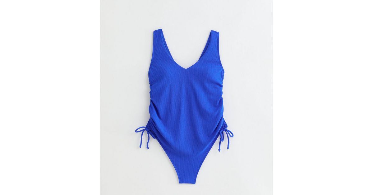 Maternity Bright Blue Ruched Swimsuit | New Look