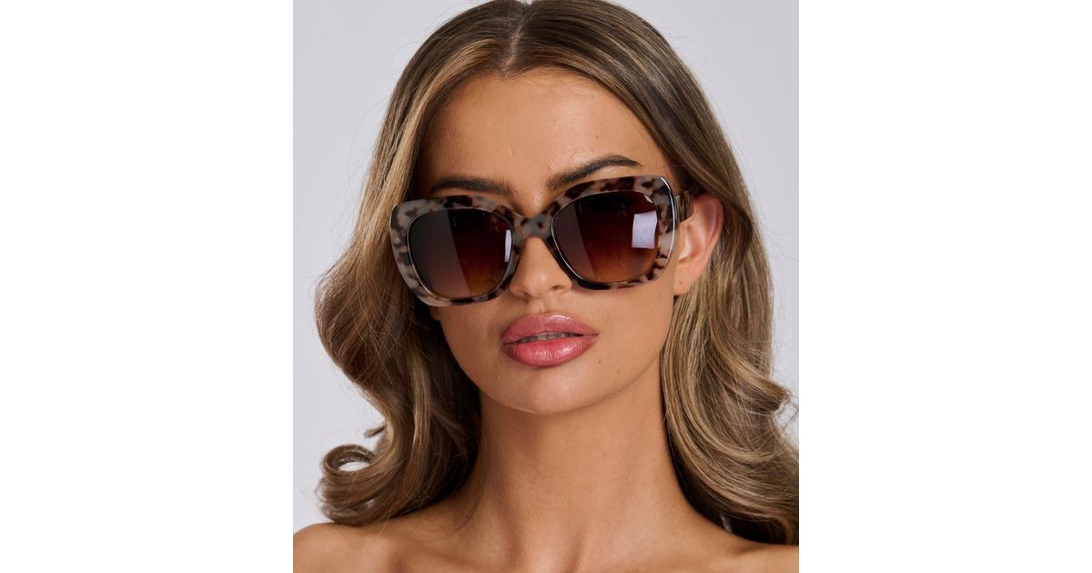 South Beach Brown Tortoiseshell Effect Oversized Square Sunglasses
