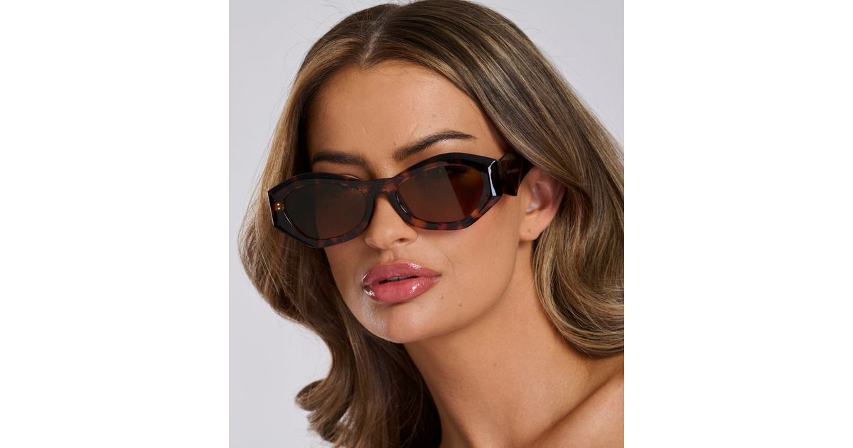 South Beach Brown Tortoiseshell Effect Slim Round Sunglasses New Look