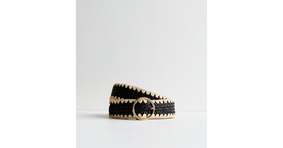 Black Raffia Buckle Belt | New Look