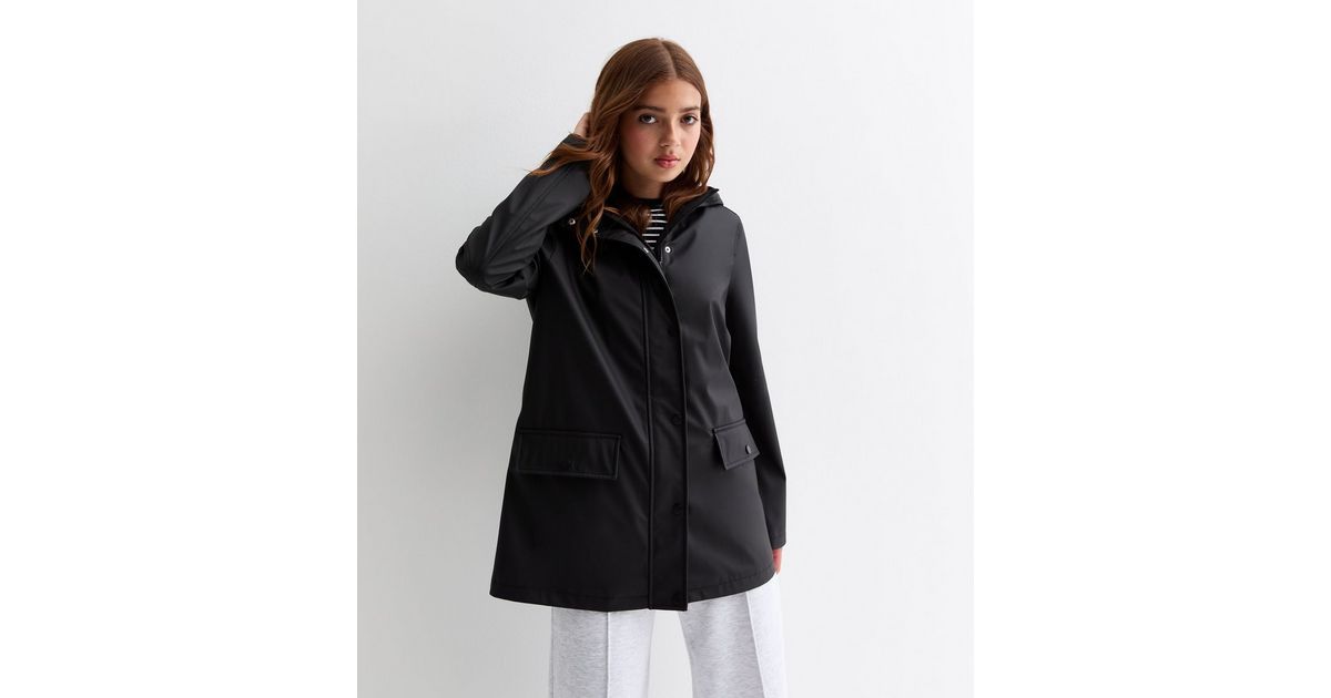 Girls Black Hooded Anorak Raincoat | New Look