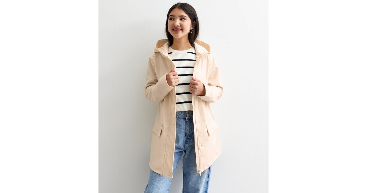 Girls Stone Hooded Anorak Raincoat | New Look