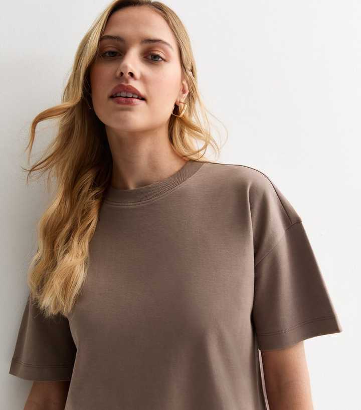 Mink Premium Heavyweight Cotton Oversized T-Shirt | New Look