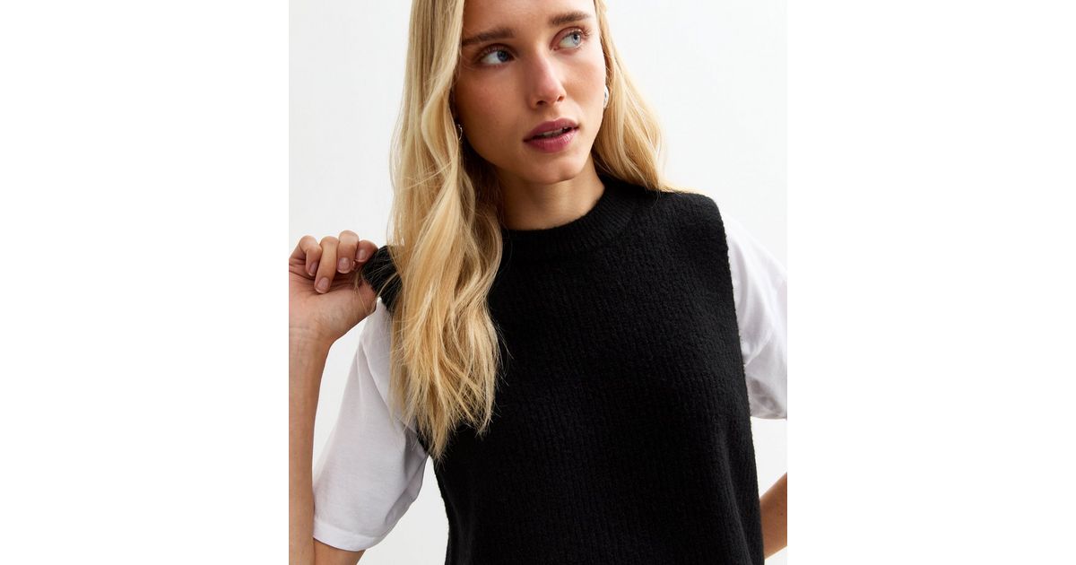Black Long Soft Knit Jumper Vest | New Look
