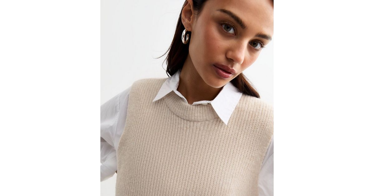 Cream Long Soft Knit Jumper Vest | New Look