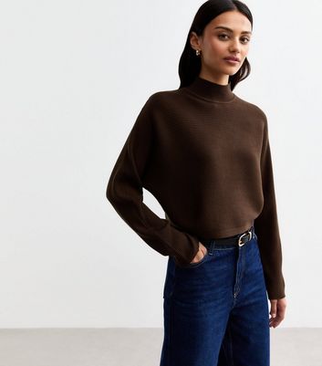 Brown Rib Knit Crop Jumper | New Look