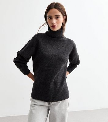 Grey Roll Neck Step Hem Jumper | New Look
