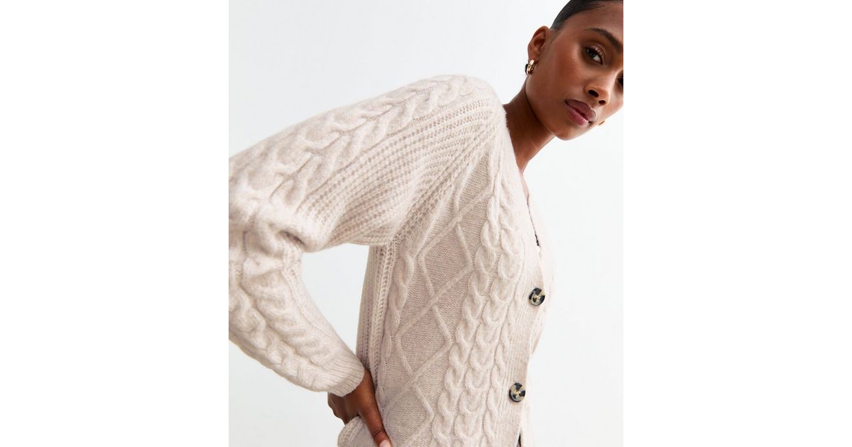 Cream Cable Knit Cardigan | New Look