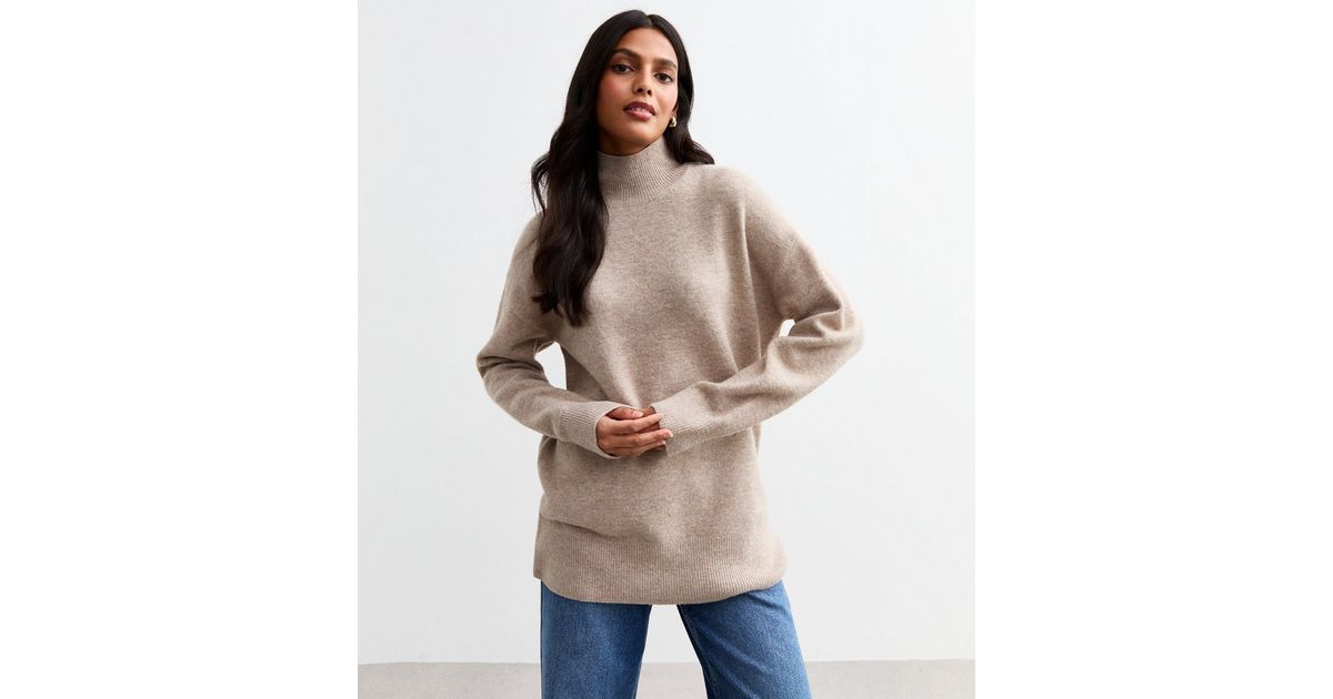 Mink High Neck Knitted Jumper | New Look