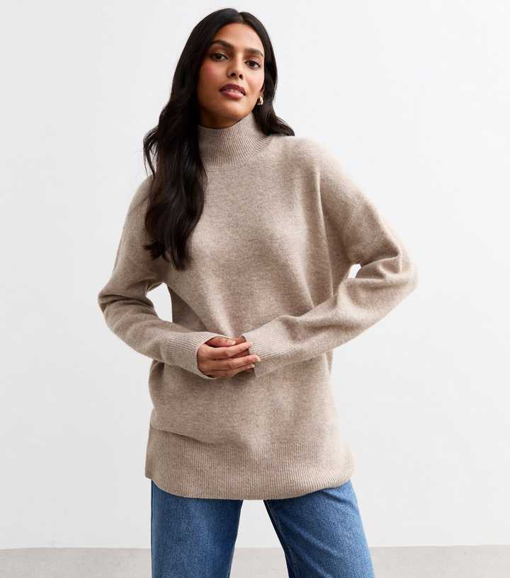 Mink High Neck Knitted Jumper | New Look