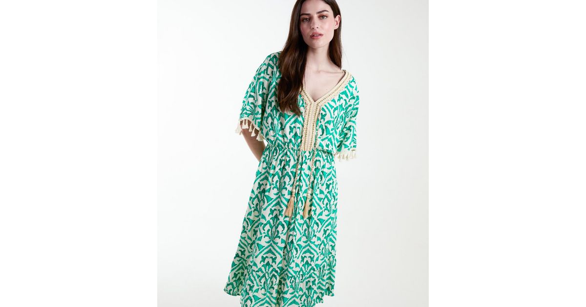 Blue Vanilla Aztec Print Tassel Midi Dress | New Look