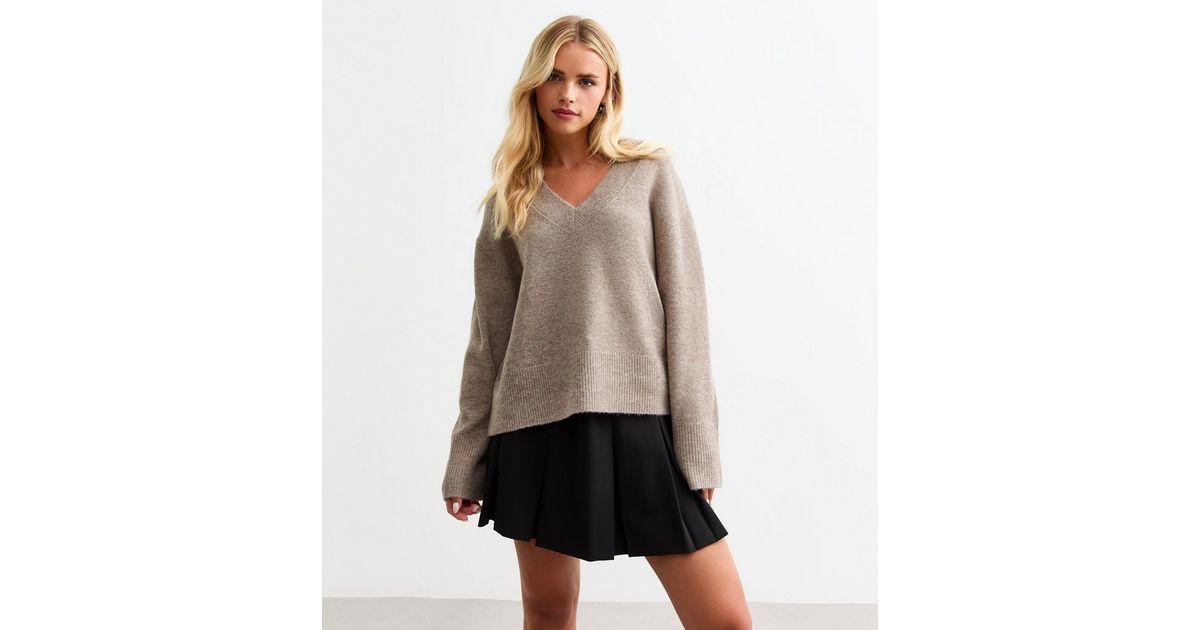 Petite Mink V Neck Jumper | New Look